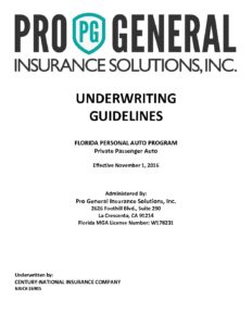 Pro General PPA Underwriting Guidelines & Product Manual – Flinsco.com ...